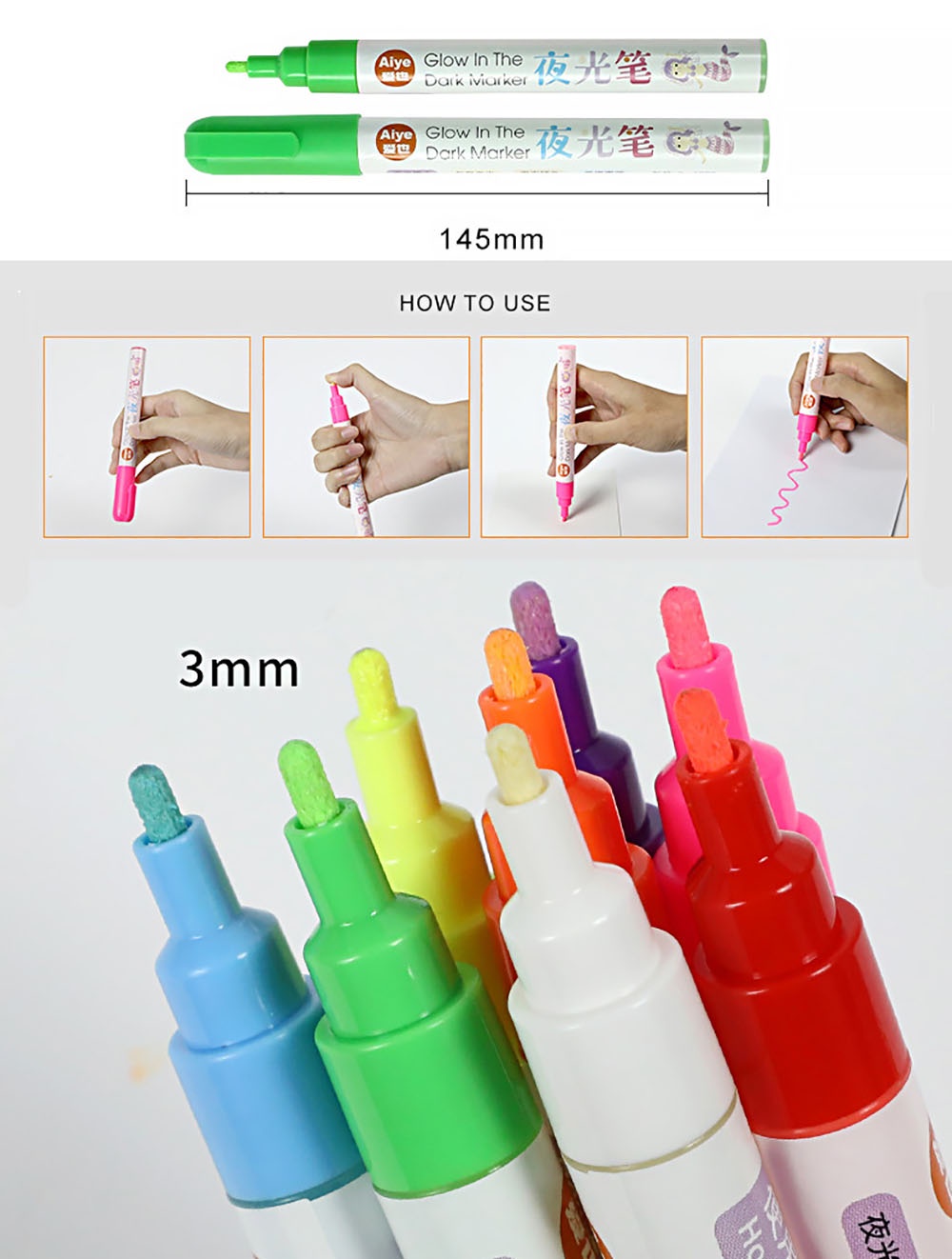 8 Colors Fluorescent Markers Glow-in-the-dark Paints Art Painting ...
