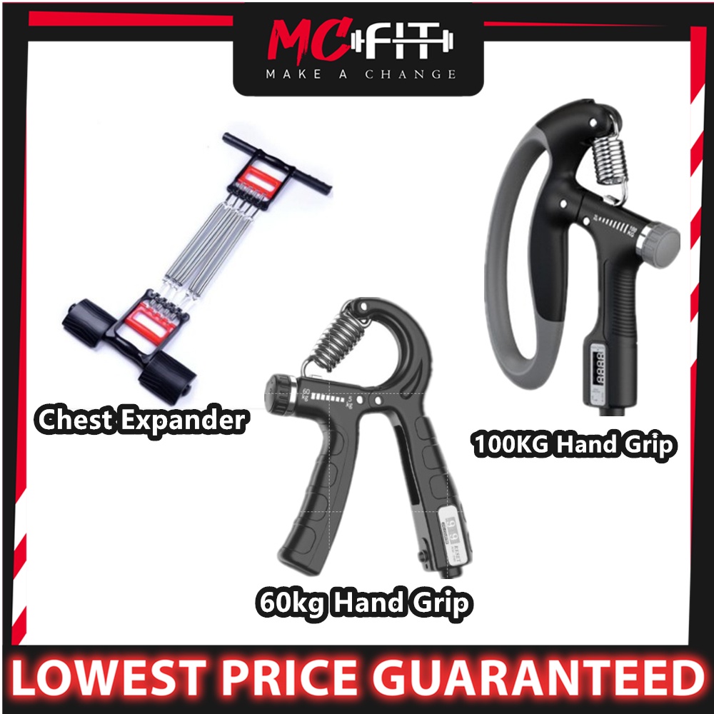 MCFIT 100kg Hand Grip Handgrip Spring Chest Expander Adjustable 3 in 1 ...