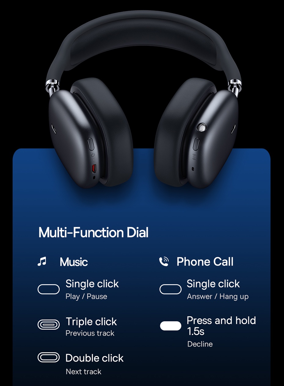 Baseus Bowie H2 ANC Bluetooth 5.2 Wireless Headphone | Shopee Malaysia