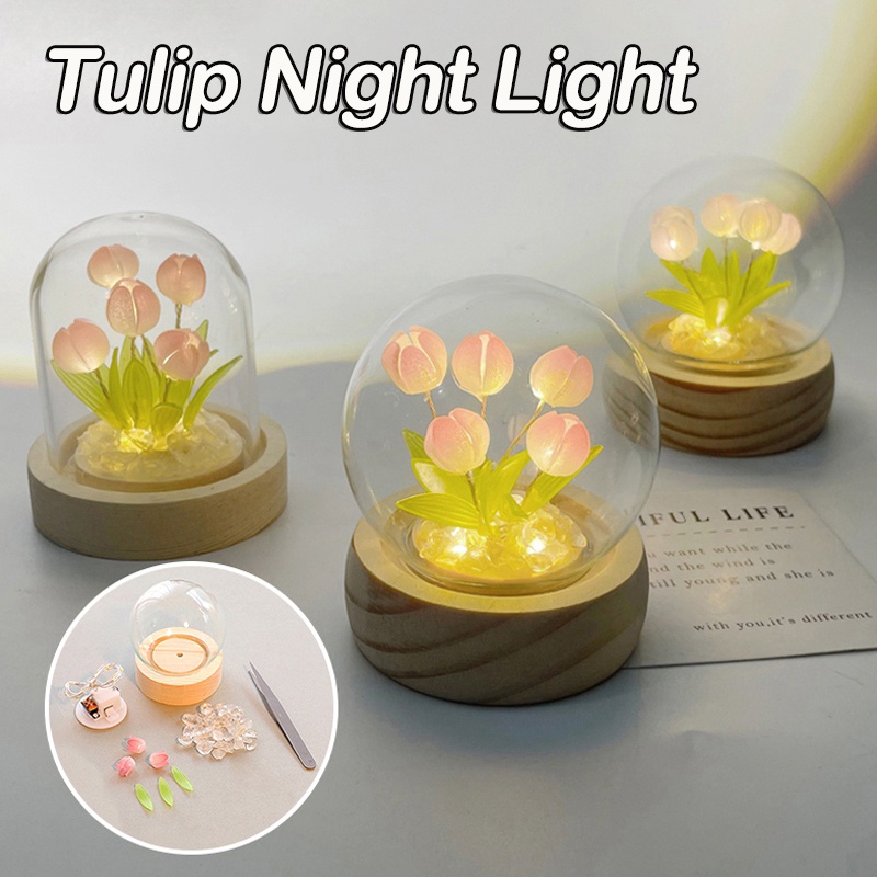 Korean Tulip Night Light Desktop Decorative Fairy Light DIY LED lampu ...