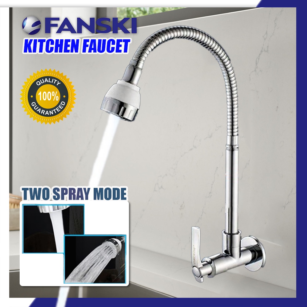 Kitchen Tapware Faucet Flexible 360 Swivel Wall Mounted Sink Tap AT ...