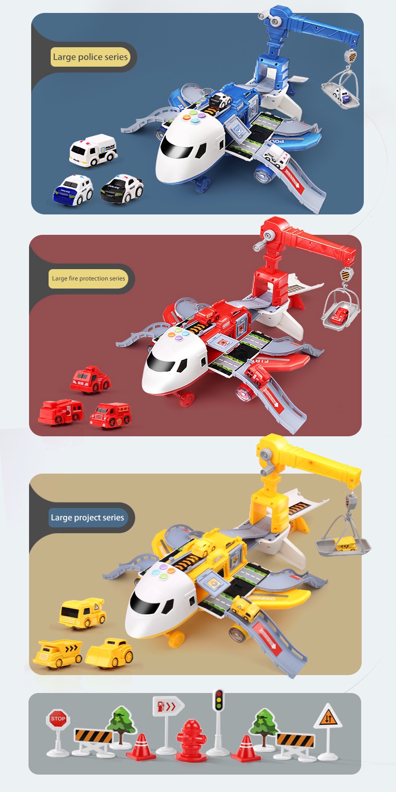 [Qilemeng] Big Airplane Toys Children's Police Plane Kids Police ...
