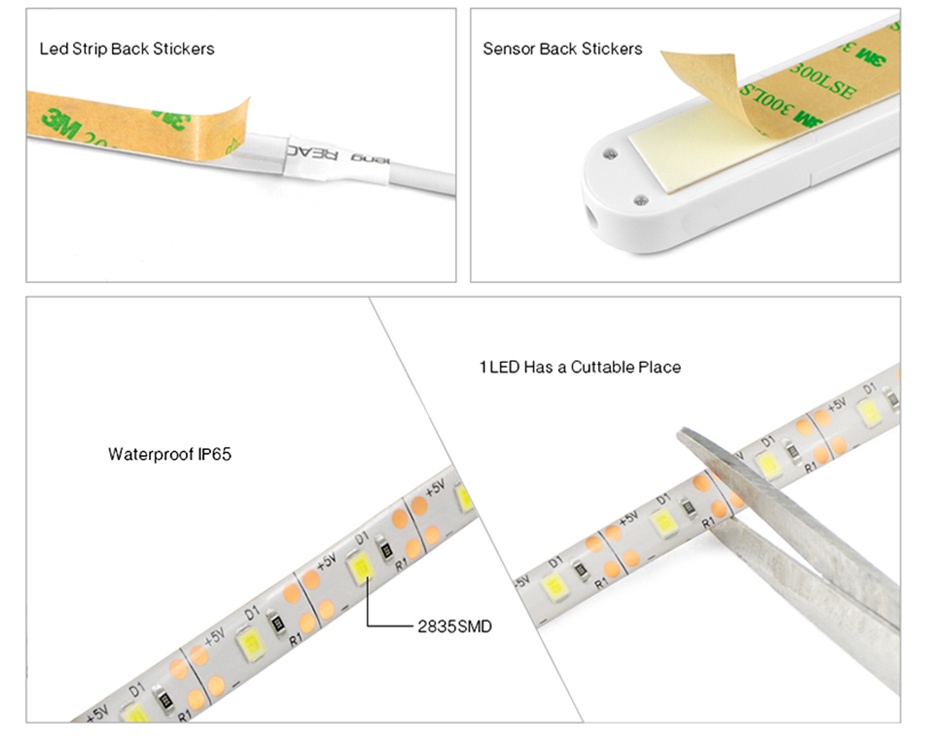Led Light Strip PIR Motion Sensor Induction Led Strip Battery 60leds/m ...