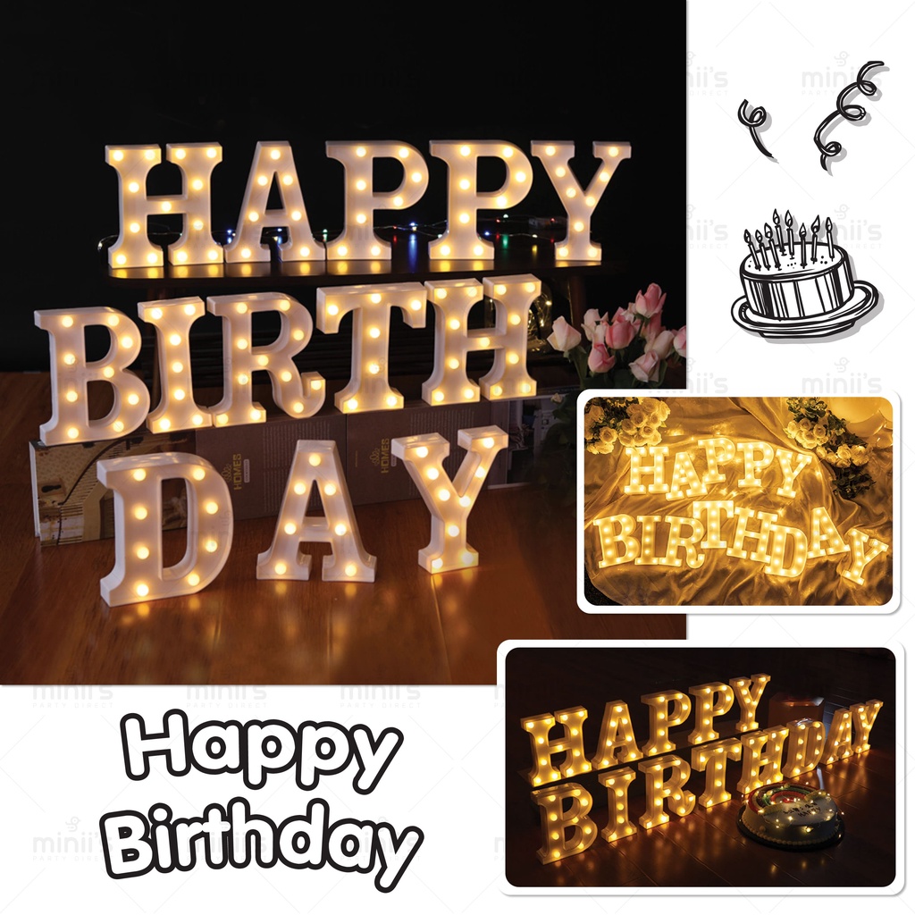 MINIIS PARTY Happy Birthday Led Light Lampu Huruf Led Alphabet Light ...