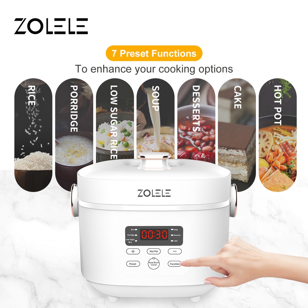 ZOLELE Low Sugar Rice Cooker 3L Multifunction Electric Rice Cooker Desugar Rice Cooker Periuk ...