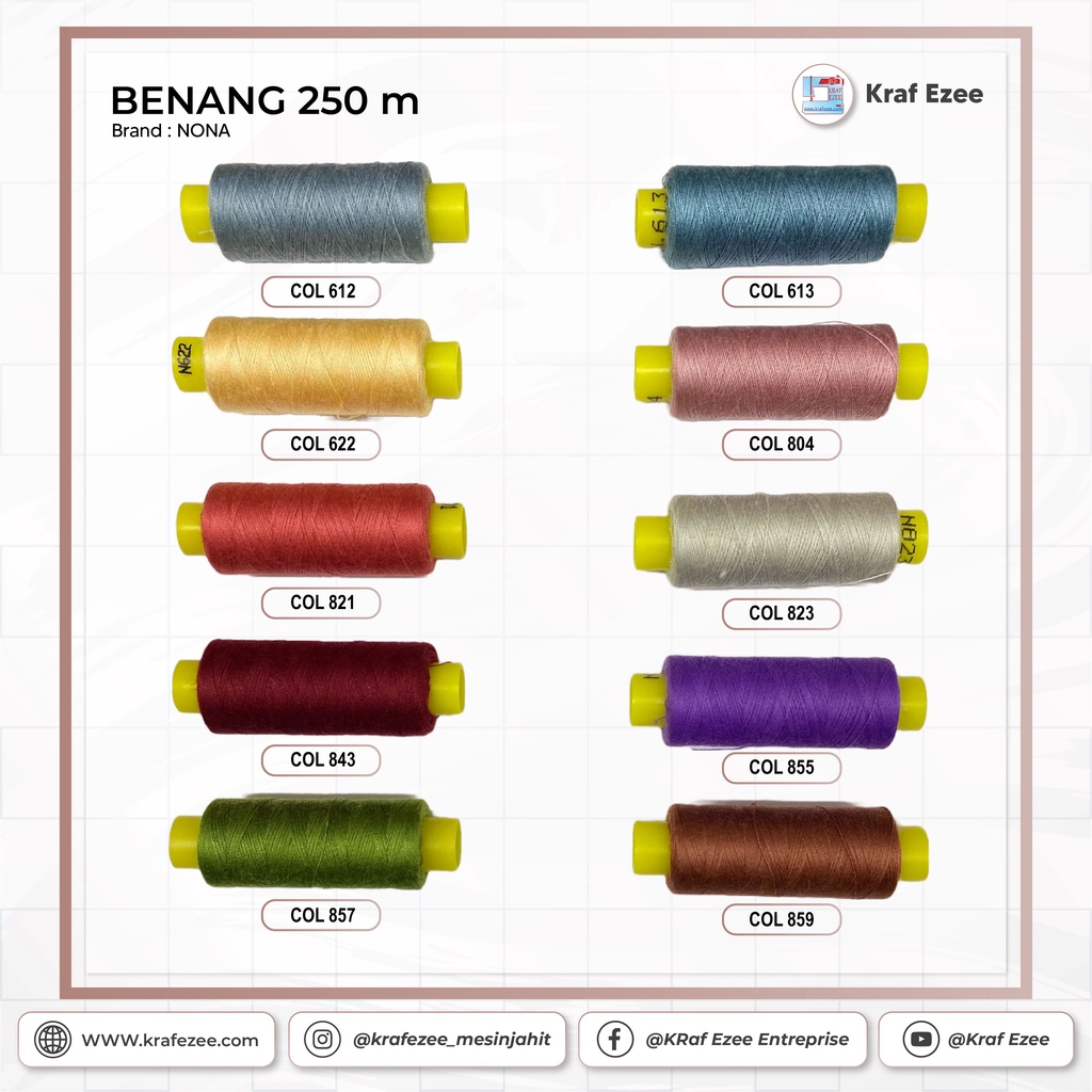 Benang 250 Meter NONA Sewing Thread / Benang Jahit Biasa [Part 4 ...