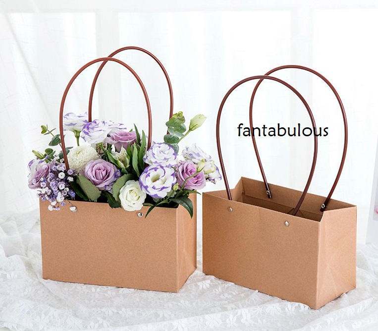 Craft Paper Tote Bag Beg Kertas Bouquet Box with Handle Grand Opening ...