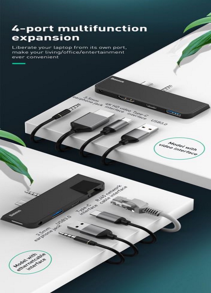 Baseus Original Multi-functional HUB For Surface GO Type-C Connection | Shopee Malaysia