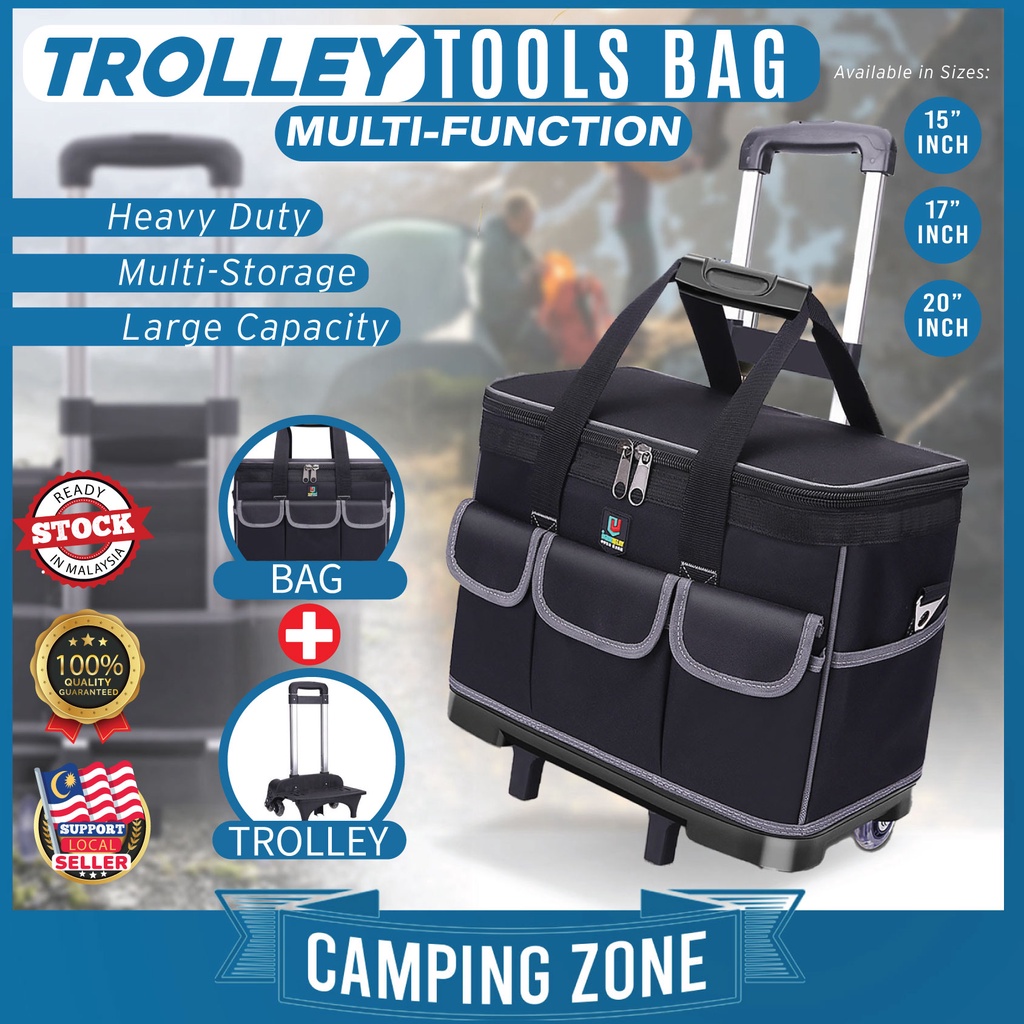 Trolley Bag Multi-Function Tools Storage Large Capacity Travel Camping ...