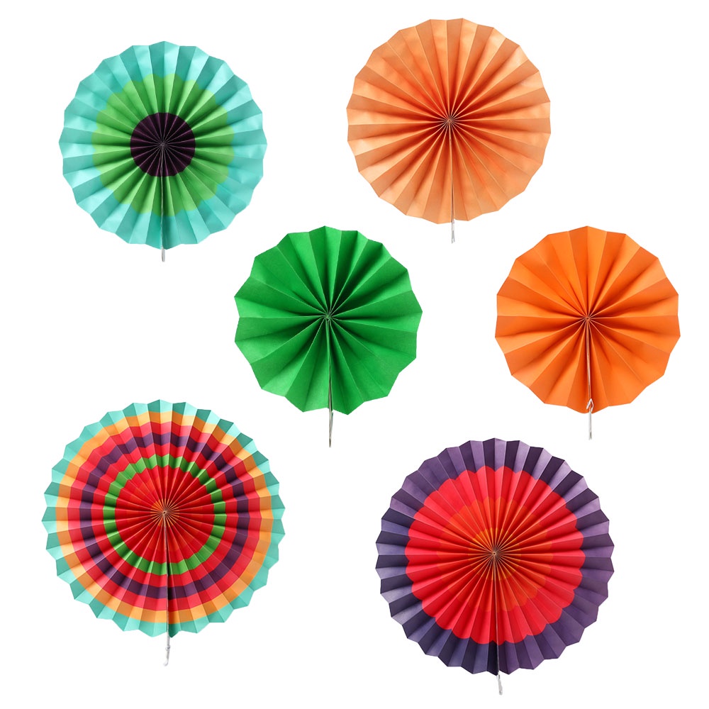 6pcs/set of single layer circular paper flower fan set wedding party ...