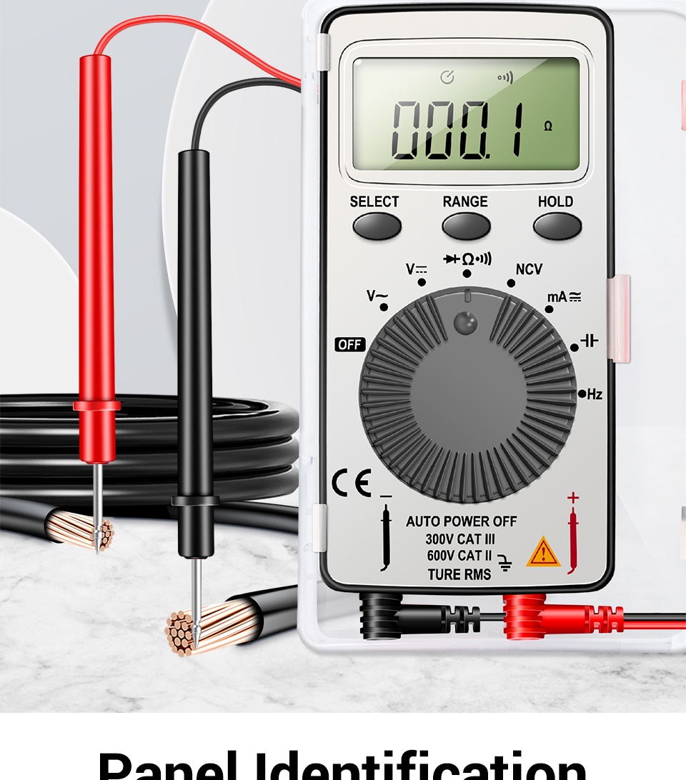 ANENG AN101 Mini Digital Multimeter1999 T-RMS AC/DC NCV Capacitance ...