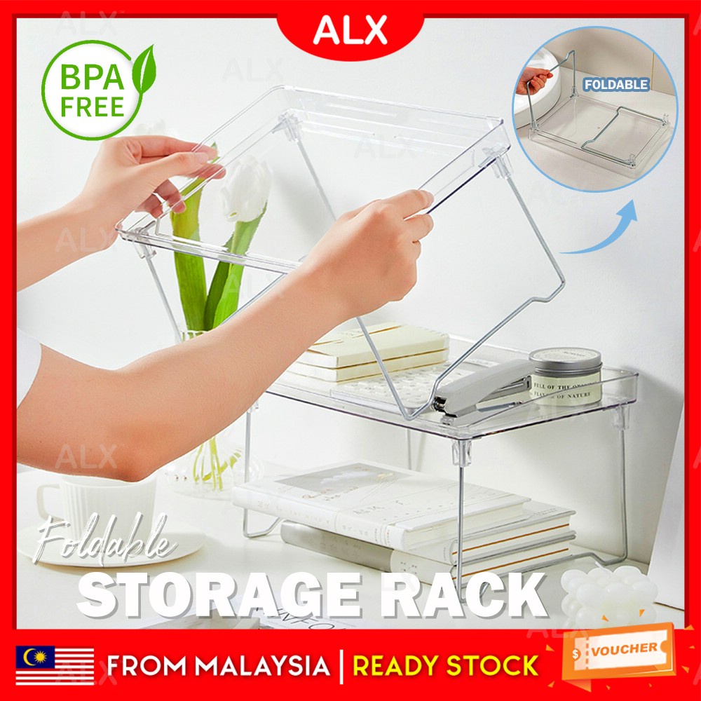 ALX Transparent Foldable Rack Storage Rack Kitchen Organizer Cosmetic ...