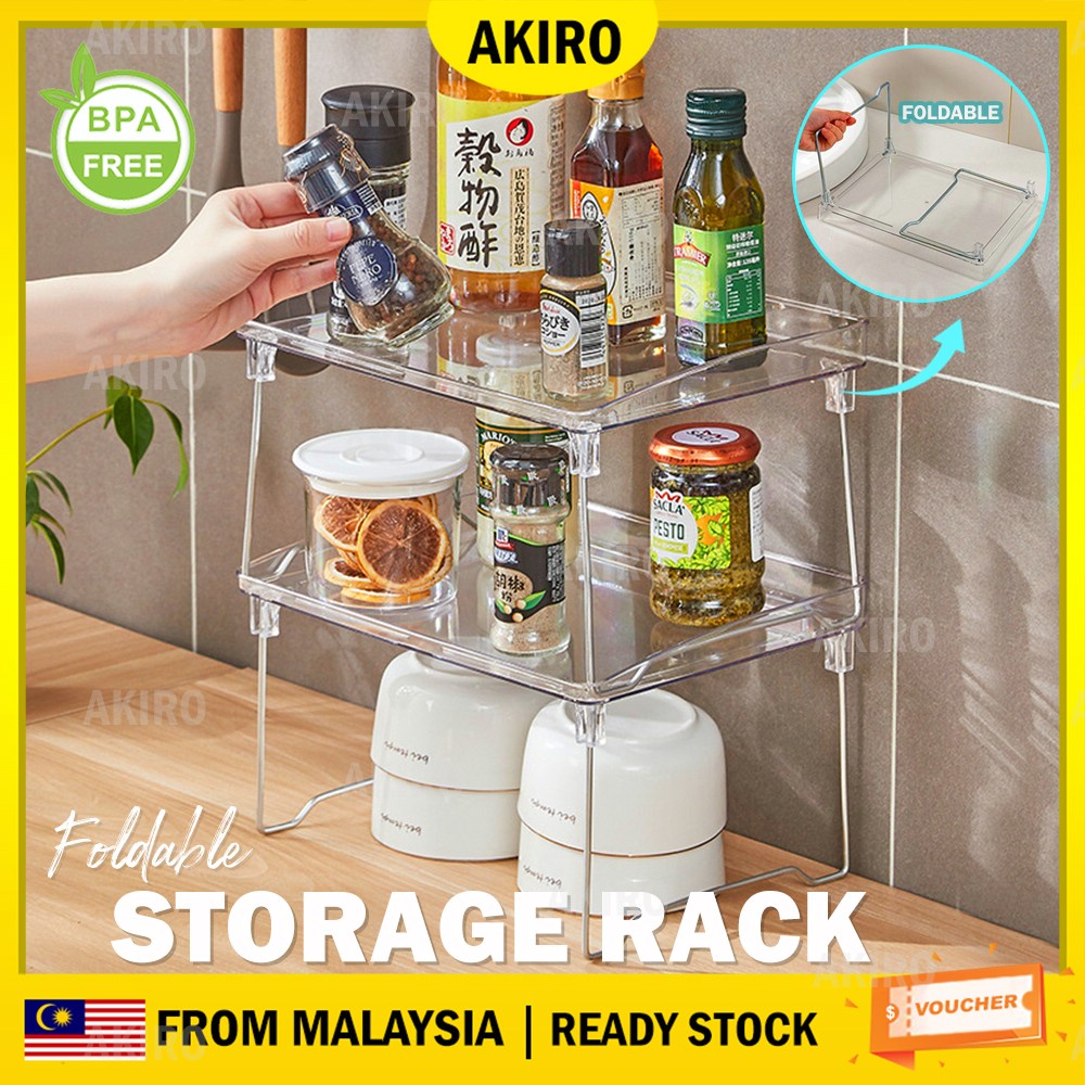 AKIRO Foldable Transparent Storage Rack Shelf Book Desktop Acrylic Rack ...