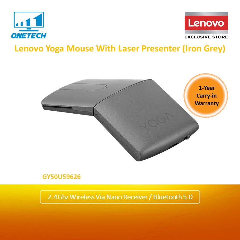 Lenovo Yoga 2.4GHz Wireless Mouse With Laser Presenter (GY50U59626 Iron ...