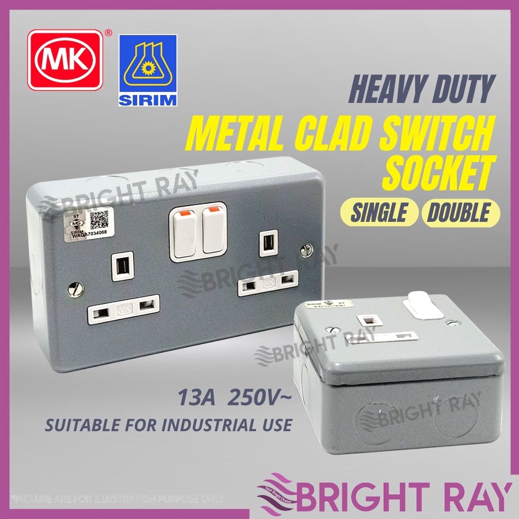 SIRIM MK Heavy Duty Socket Metal Clad Switch 13A Switch Socket Outlet ...