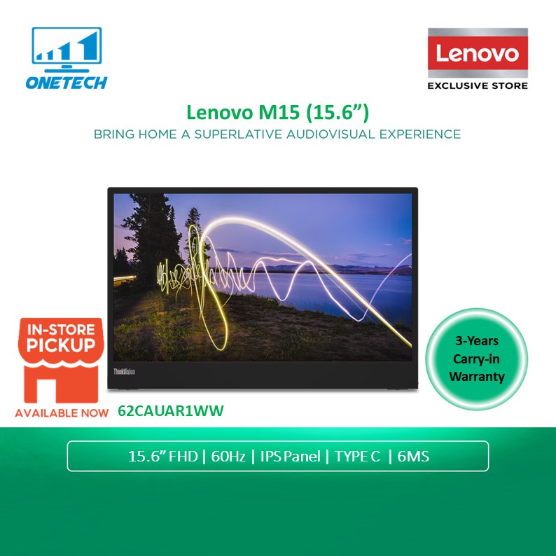 Lenovo ThinkVision M15 62CAUAR1WW Portable Mobile LCD Monitor (15.6 ...