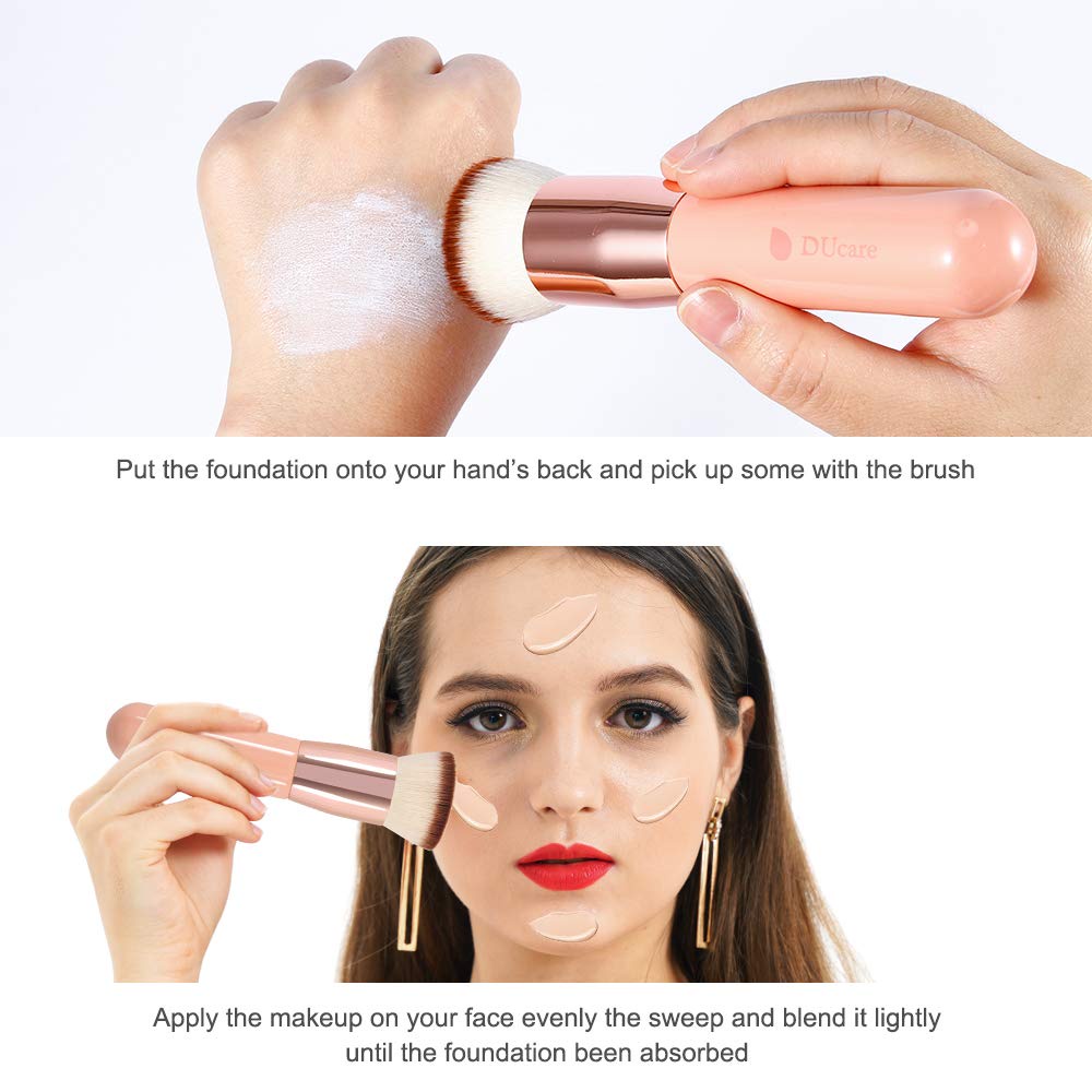 DUcare Flat Top Foundation Brush Liquid Powder Foundation Applicator ...