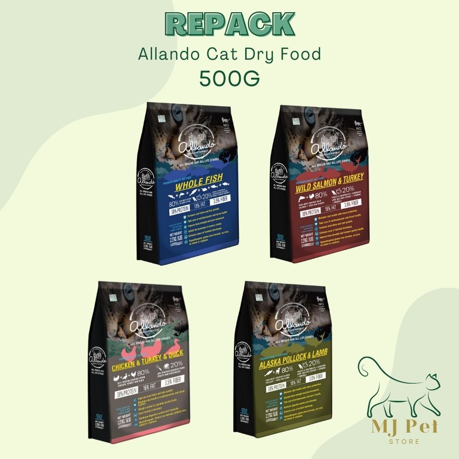 REPACK 500G Allando Gluten Free Super Premium Cat Dry Food | Shopee ...