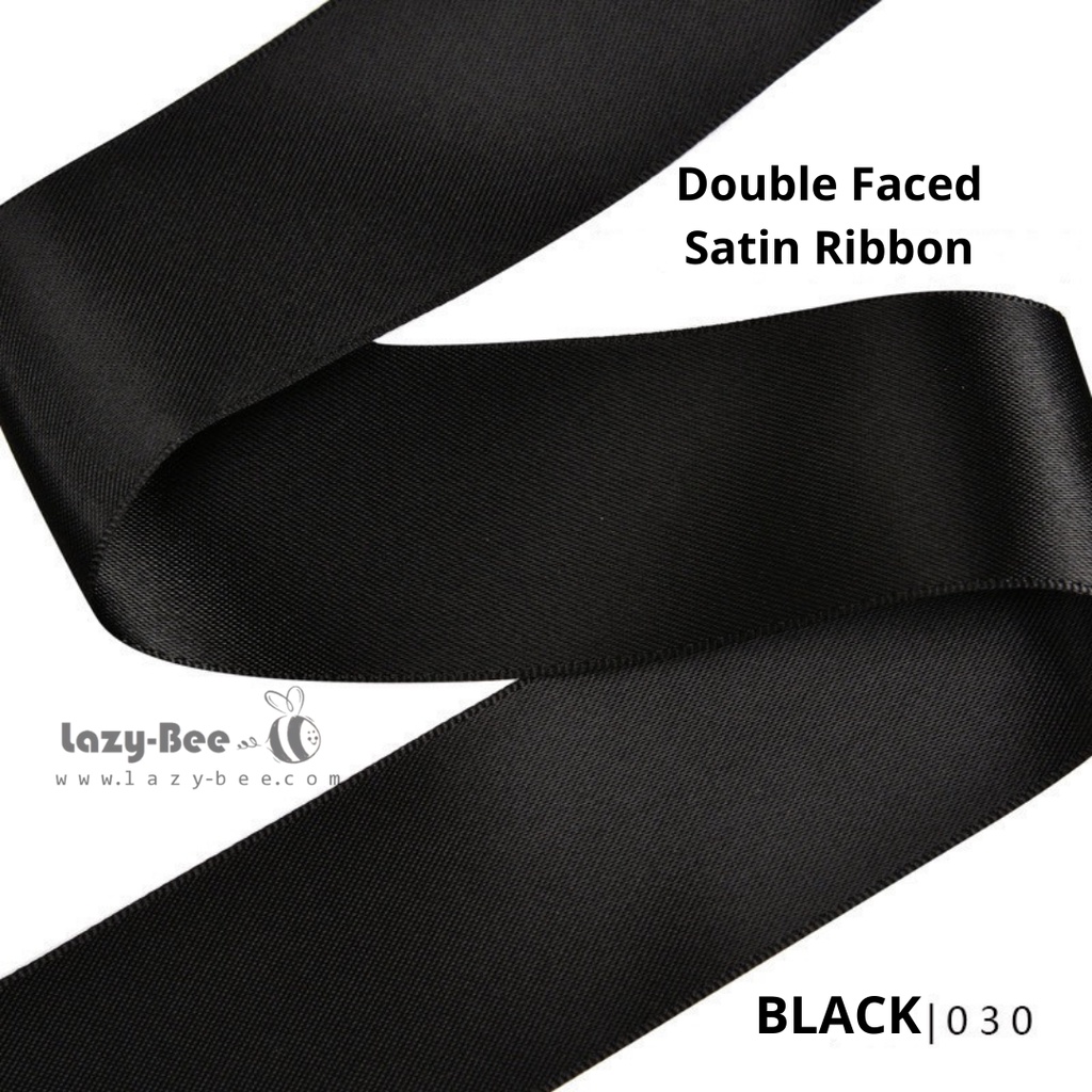 LAZY BEE Black White 100 yard Premium Double Face Satin Ribbon Bow ...