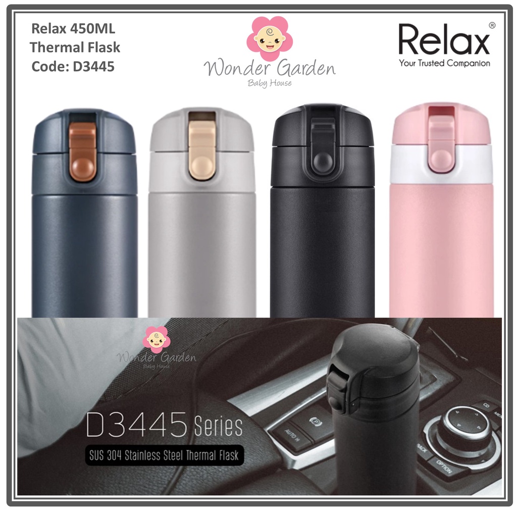 RELAX D3445 450ML 18.8 STAINLESS STEEL THERMAL FLASK (PINK | BLACK ...