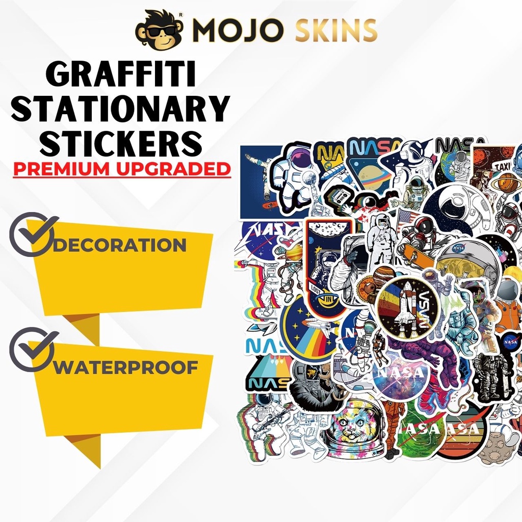MojoSkins 50 NSA Space Astronaut Cartoon Graffiti Stickers Luggage ...
