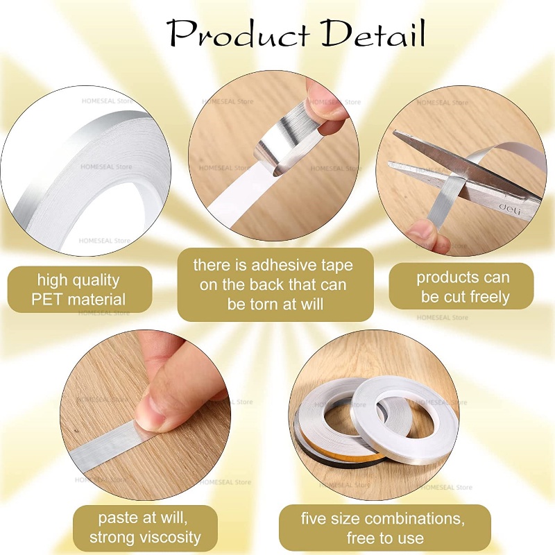 1 Roll 5m Beautiful Gold Ceramic Tile Gap Sticker Self-Adhesive ...