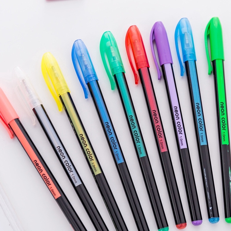 Neon Color Highlighters 12 Pcs /set Student Marker Pen Kawaii Decal ...