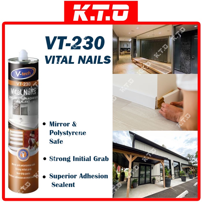 V-TECH VT-230 Vital Nail 300ML Brown Max Bond Construction Adhesive Wainscoting Sealant Wood And ...