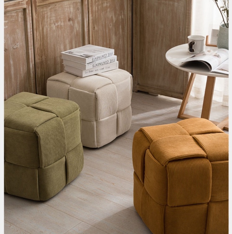Nordic Corduroy Shoe Changing Stool Household Tea Machine Small Square ...