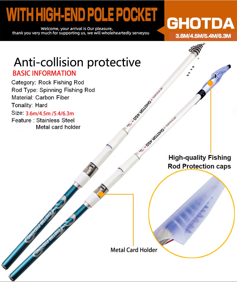 Ghotda 3.6M/4.5M/5.4M/6.3M Fishing Rod For Fish Feeder Spinning Rod ...
