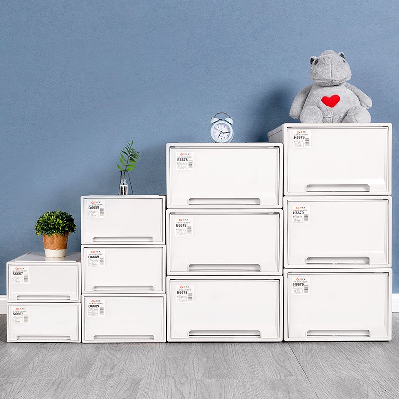 Stackable Clothes Storage Box with Drawer Type Plastic Container Home ...