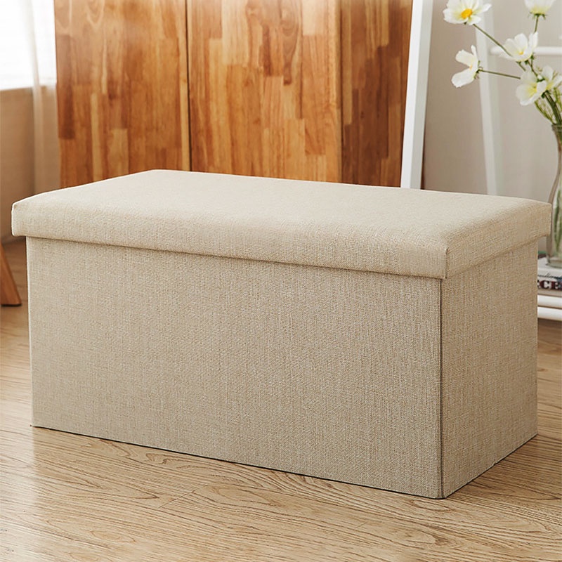 Collapsible Storage Stool Box XL 76 x 38 x 38cm Folding Ottoman Bench ...
