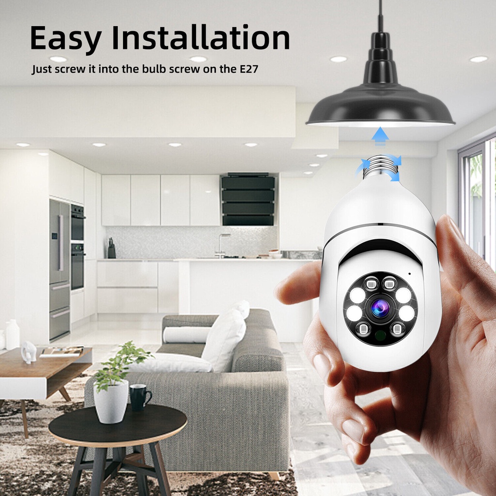 【Yilot】E27 Bulb 5GHz WiFI CCTV Camera 3MP 1296p Dual Light Color Night ...