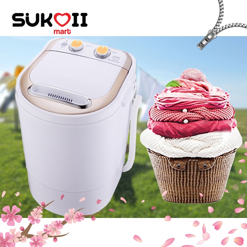 Skoi Semi-Auto Laundry Clothes Wash Mini Washing Machine 3kg | Shopee ...