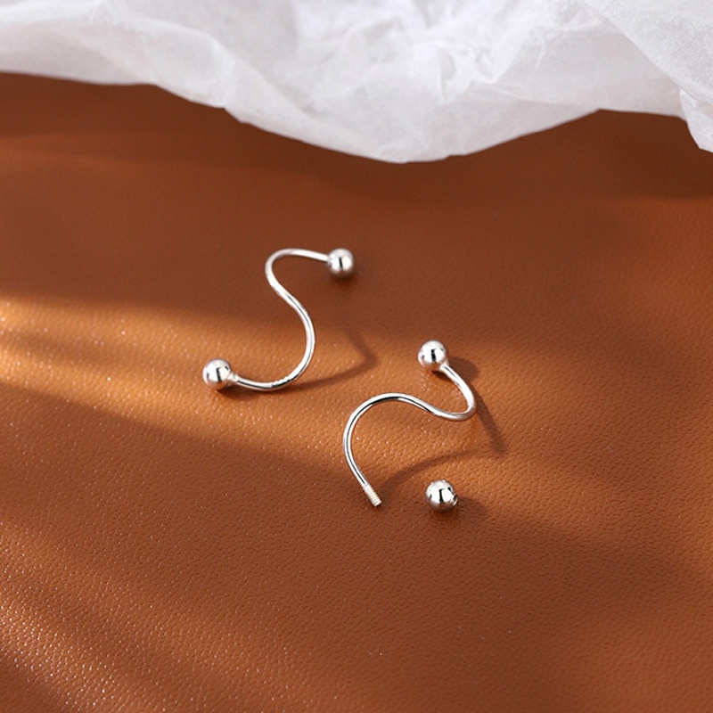 Simple Stud Earrings 925 Silver Ear Ring Five-Pointed Star Love Spring ...