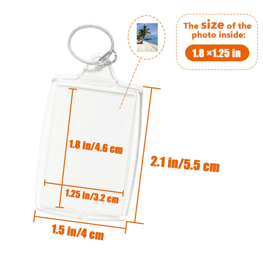 10/30pcs Arc Rectangular Acrylic Photo Frame Key Chain Clear Picture ...
