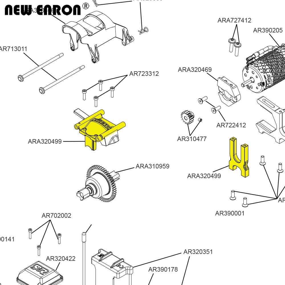 Center Diff Mount Cover ARA320499 for RC Car ARRMA 6S Felony Infraction ...