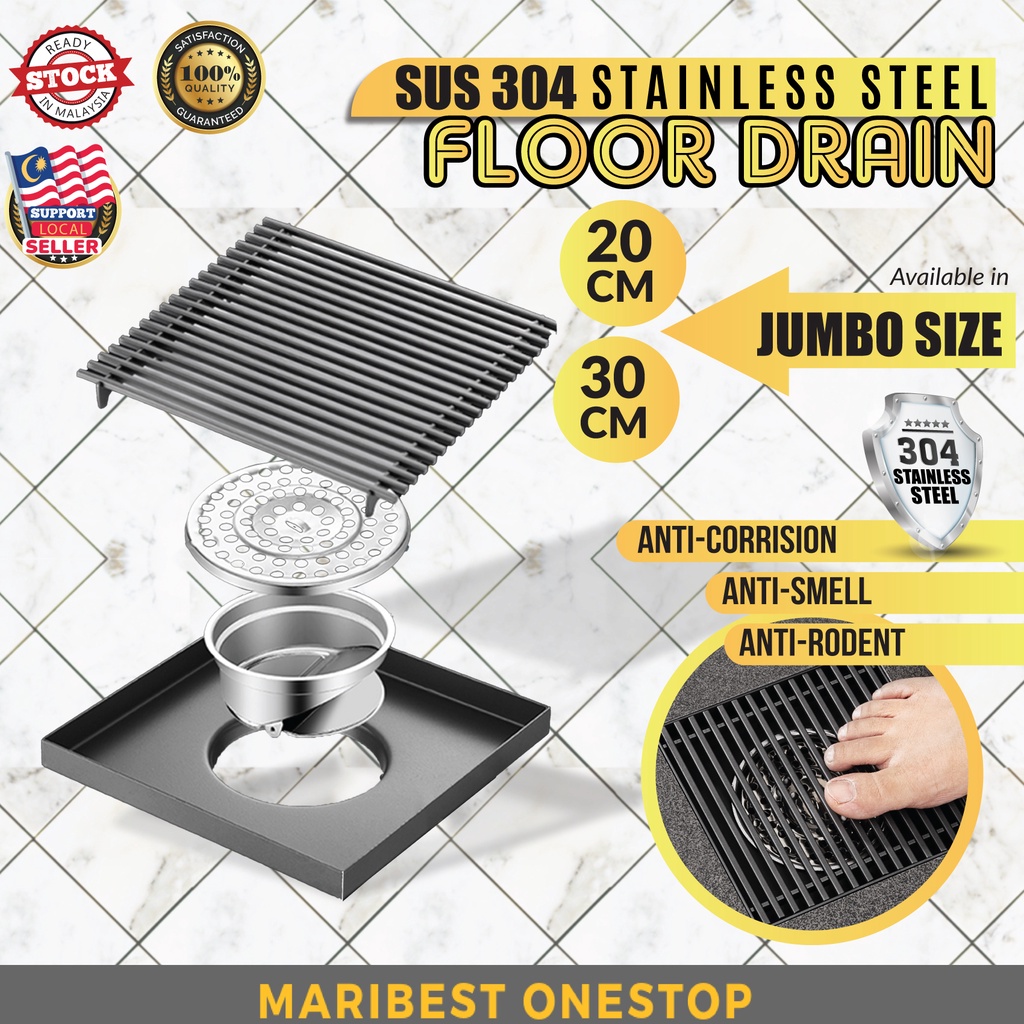 JUMBO SIZE SUS 304 Stainless Steel Floor Drain Cover Trap Anti Odor ...