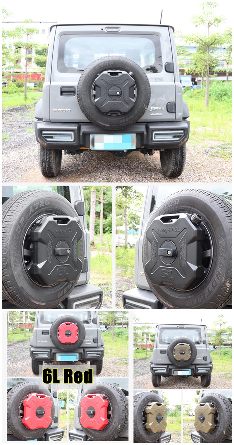 Auxiliary 6L 10L Fuel Tank Spare Tire Bracket Mounted Garnish Oil Petrol Can Water Container ...