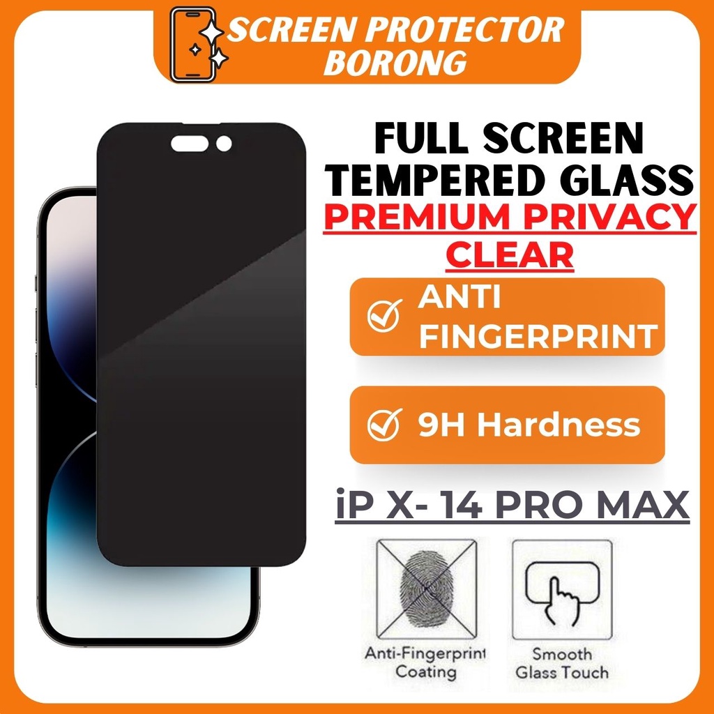 Privacy Clear Tempered Glass iP 14 Pro Max 13 Pro Max 12 11 X XS Max XR ...
