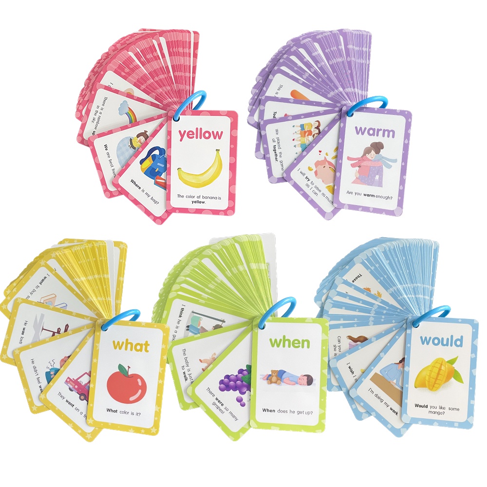 220 Cards Sight Words Flashcards with Pictures&Sentences 5 Levels High ...