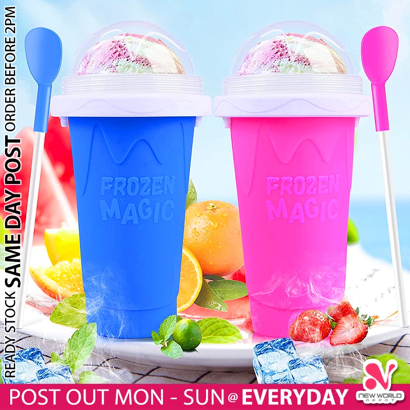 𝗤𝗨𝗜𝗖𝗞 𝗙𝗥𝗘𝗘𝗭𝗘 》Magic Slushy Squeeze Cup Portable DIY Homemade Smoothie ...