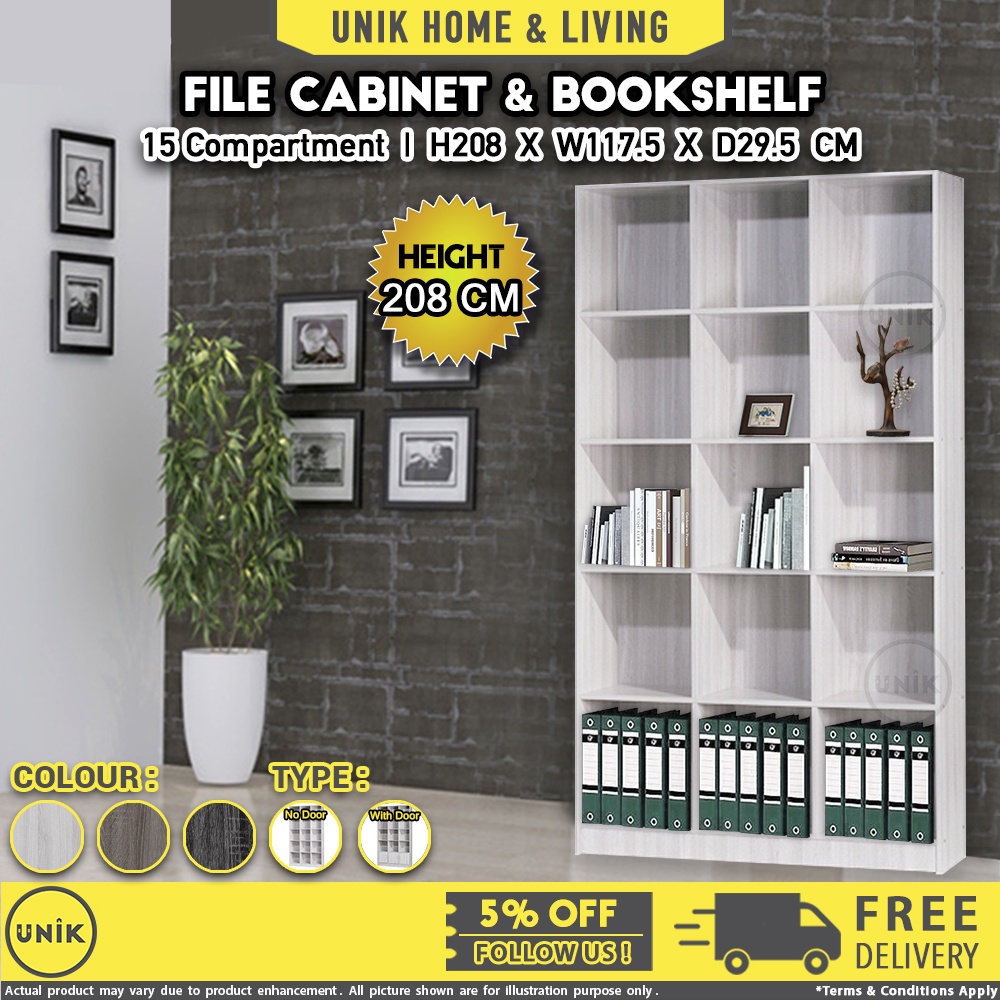 [UNIK] Suria Bookshelf with 15 Compartment File Cabinet Multipurpose ...