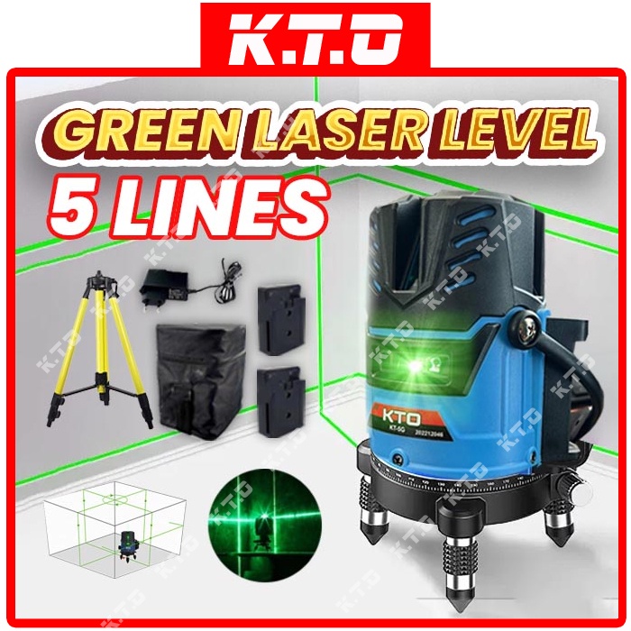 KTO Laser Level 5 Lines Adjustable 360° Rotary Indoor Outdoor Self ...