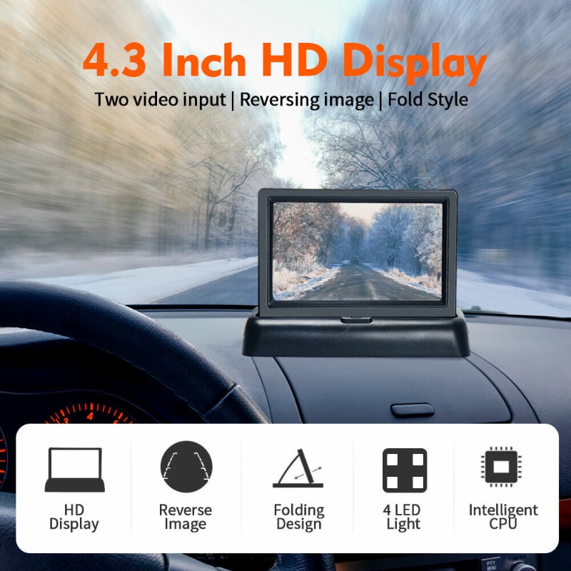 Evean Foldable Car Monitor 4.3" Screen For Rear View Reverse Camera TFT ...