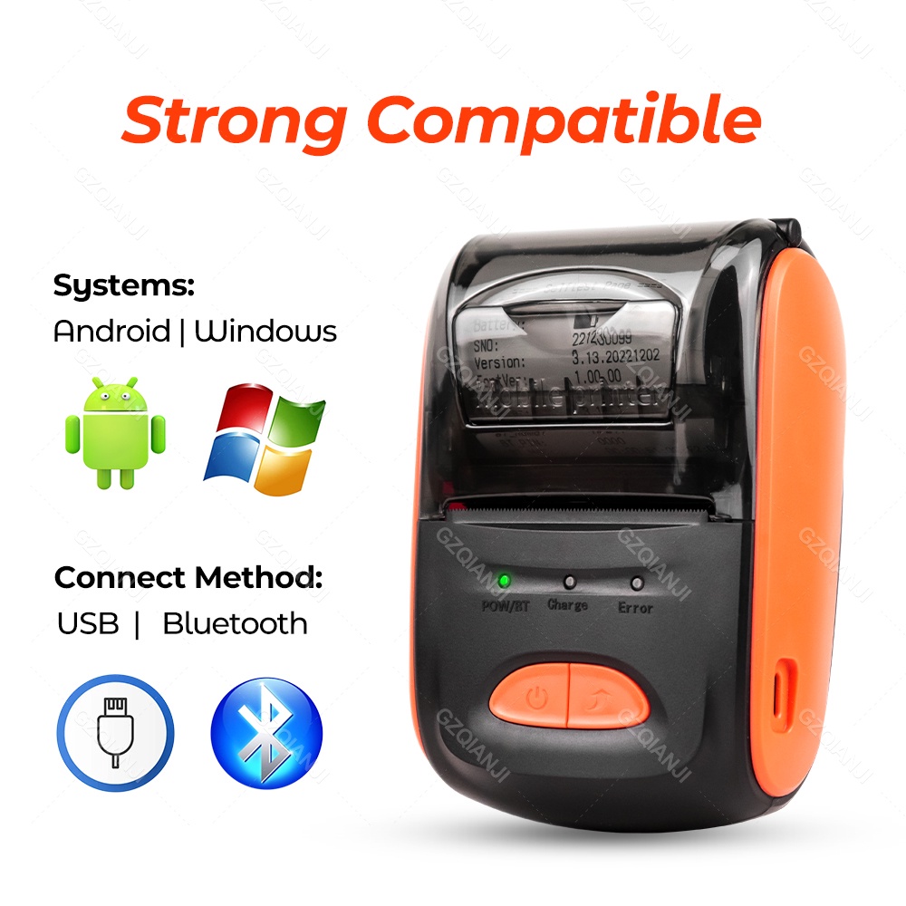 Portable Mini Thermal Printer Bluetooth 58mm Android POS System for ...