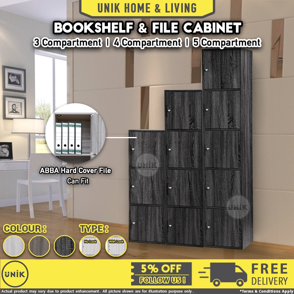 [UNIK] Suria Multilevel Closed Compartments Bookshelf File Cabinet ...
