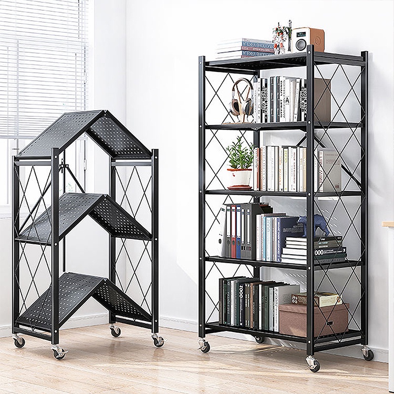 Heavy Duty Foldable Storage Rack With Wheel Multi Tier Durable Kitchen ...