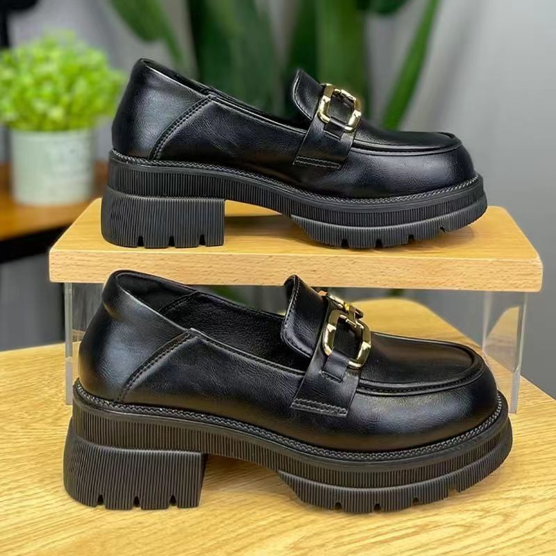 2024 Kasut Raya Black Classic Leather Shoes Women's Loafers | Shopee ...
