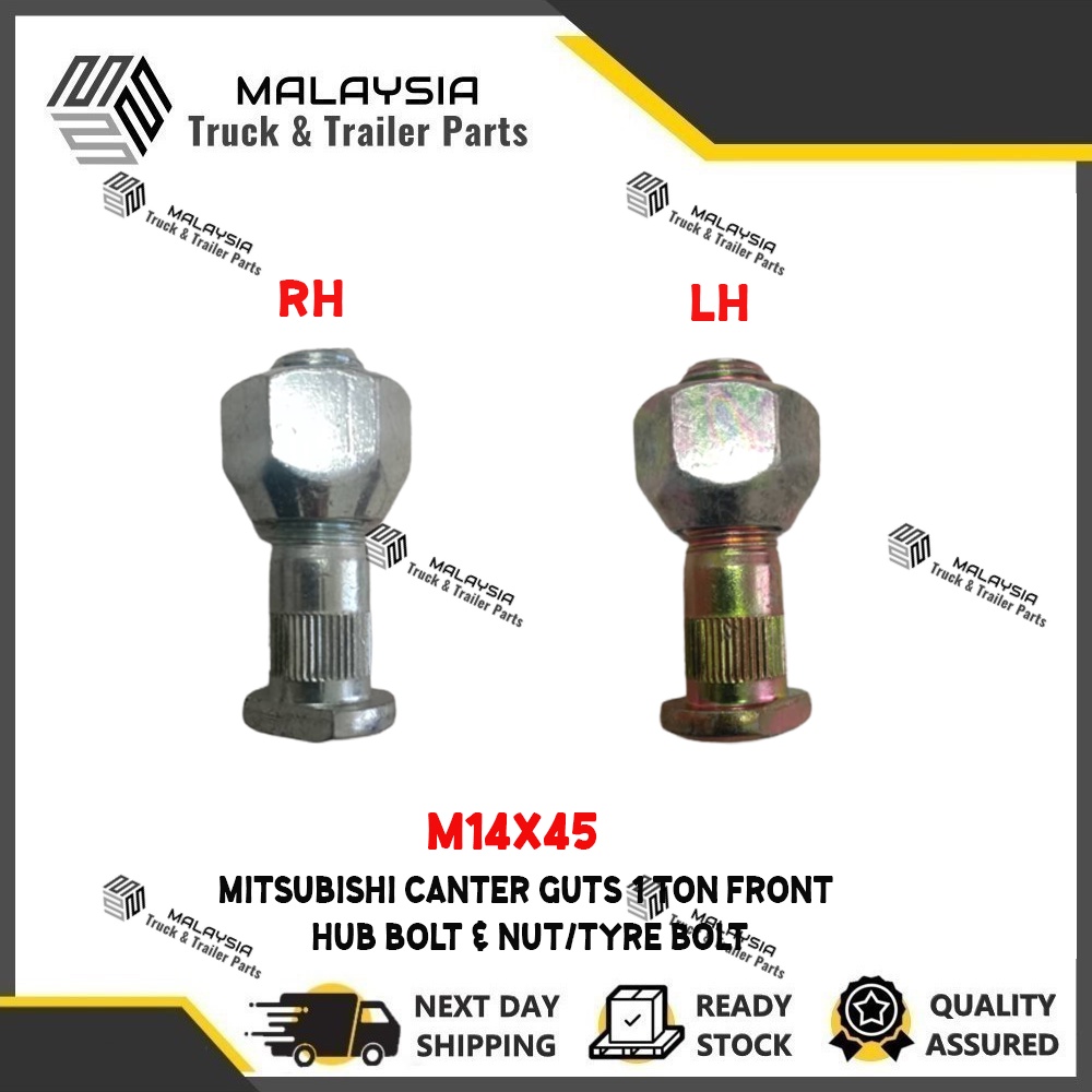 MITSUBISHI CANTER GUTS 1 TON FRONT/DEPAN M14X45 HUB BOLT & NUT/ TYRE ...
